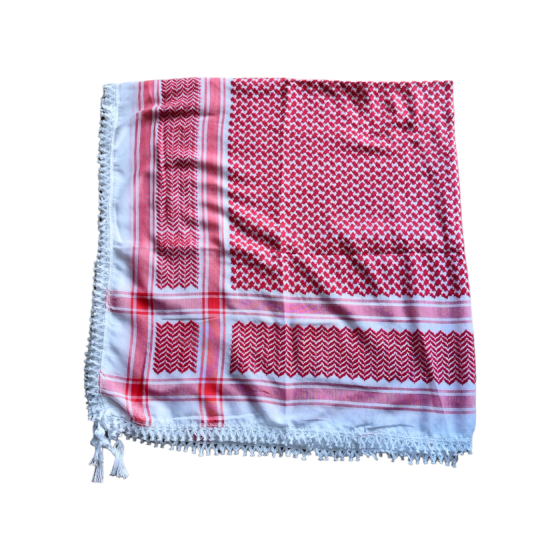 Palestinian Kufiya – Red & White – Preserved Identity