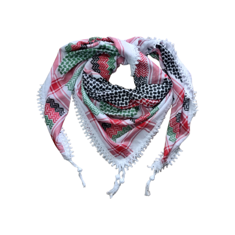 Palestinian Kufiya – Red & White – Flag – Preserved Identity
